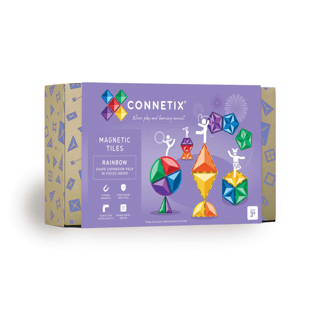 Connetix - 36 Piece Rainbow Shape Expansion Pack Magnetic Tiles ...